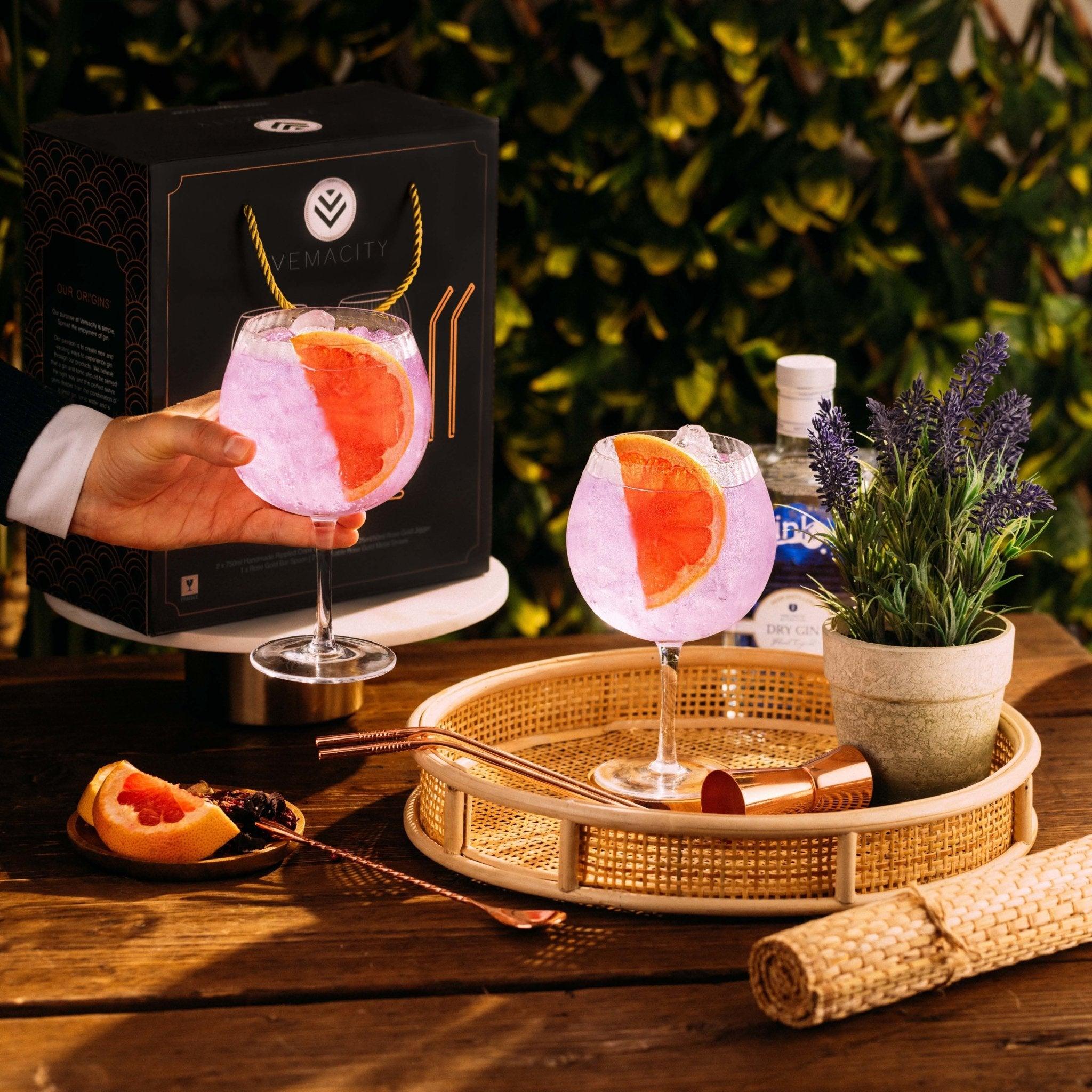 Home Handmade Ribbed Gin Glasses with...